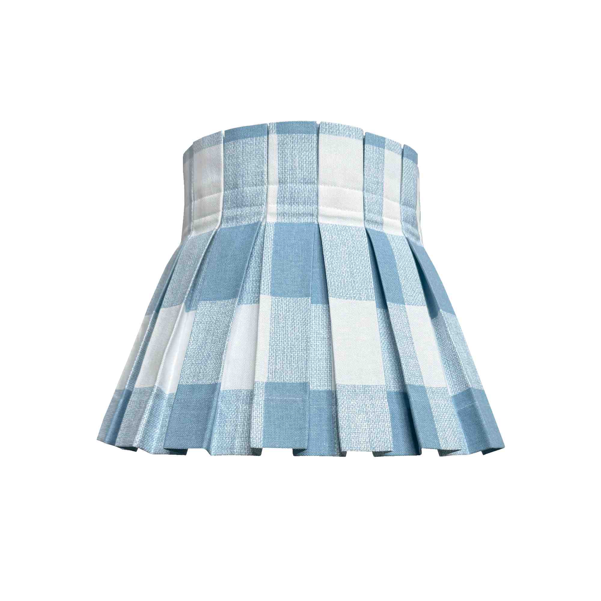 Plaid Box Pleat Lampshade Skirt Blue | Ciélle Home