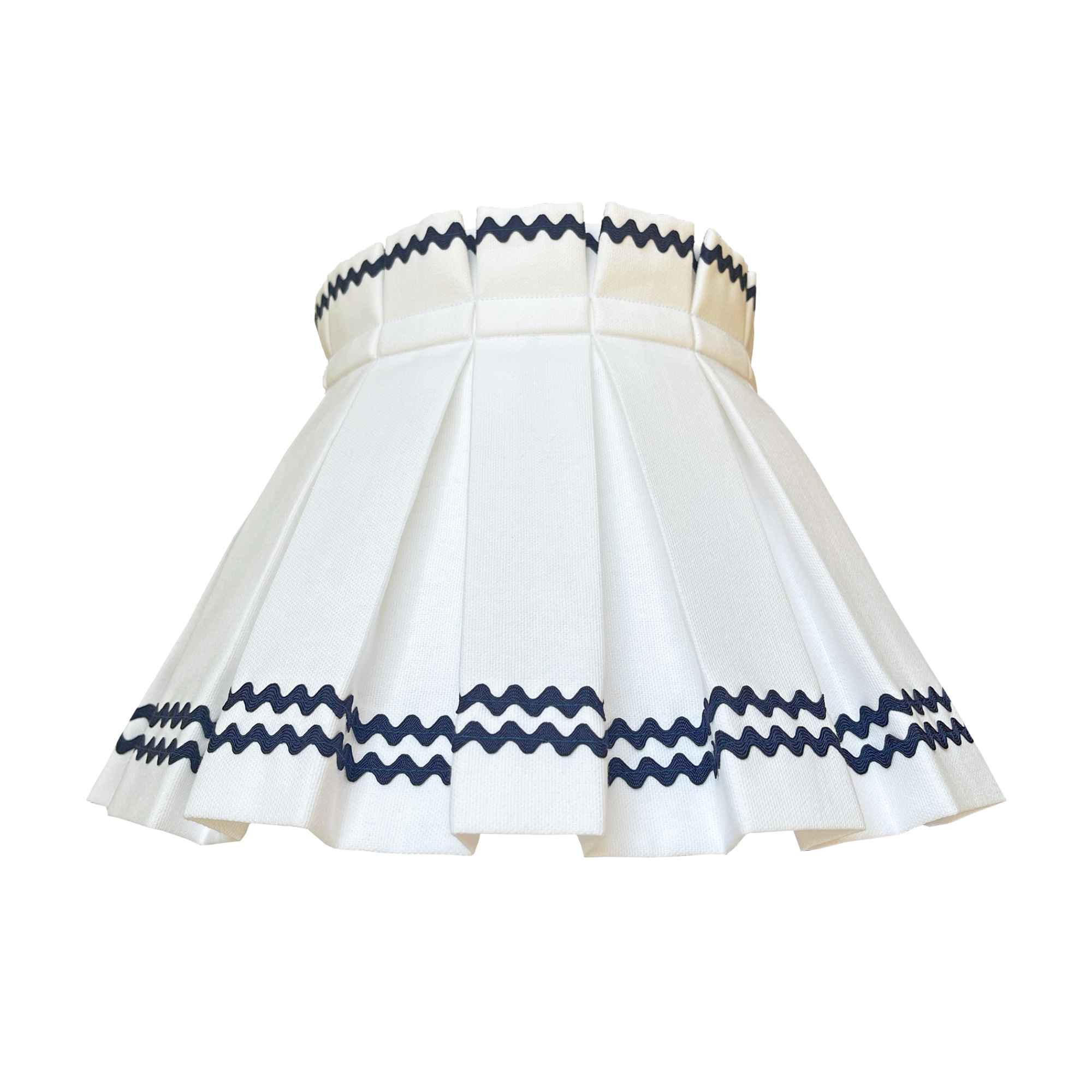 Squiggle Box Pleat Lampshade Skirt Navy White | Ciélle Home