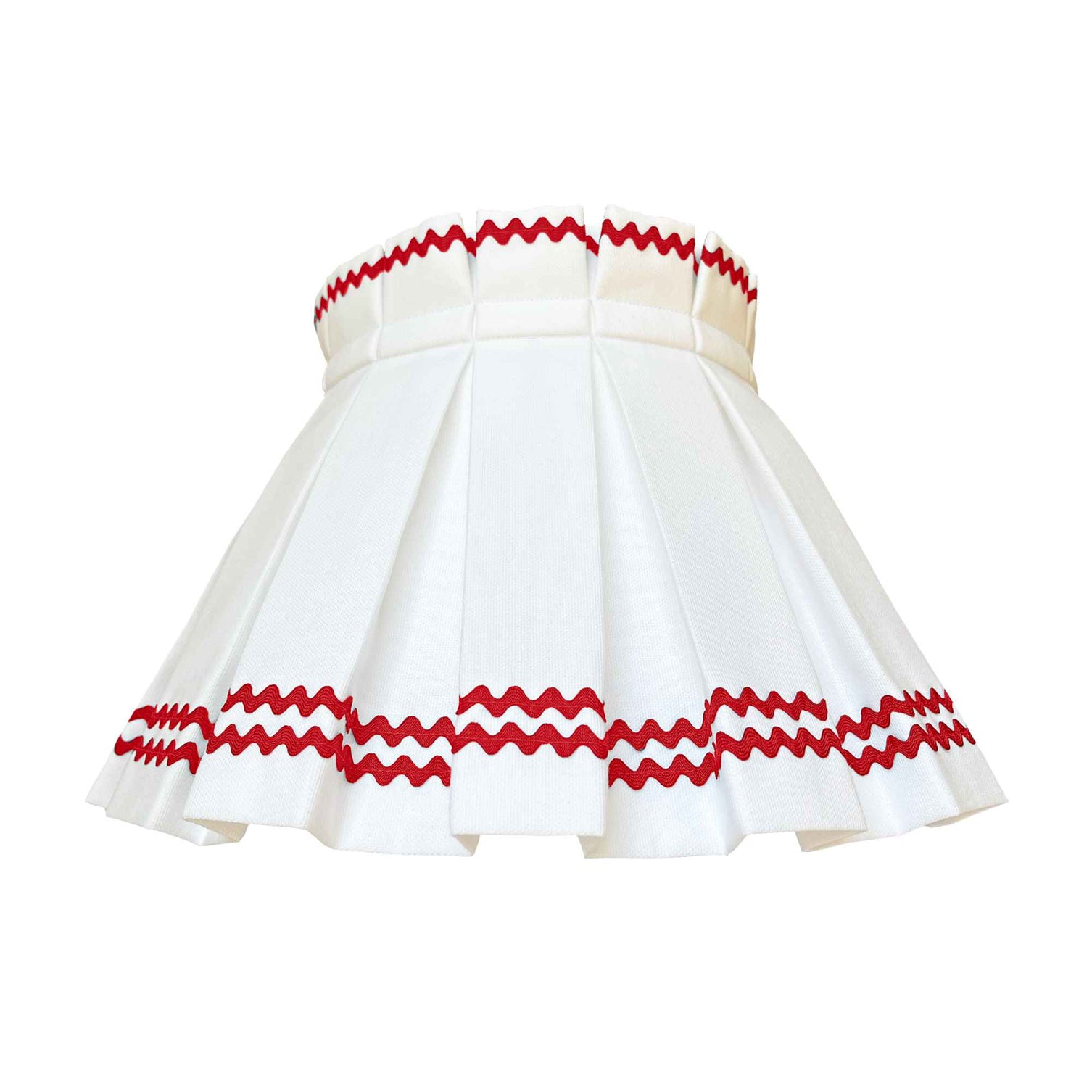 Squiggle Box Pleat Lampshade Skirt Red White | Ciélle Home